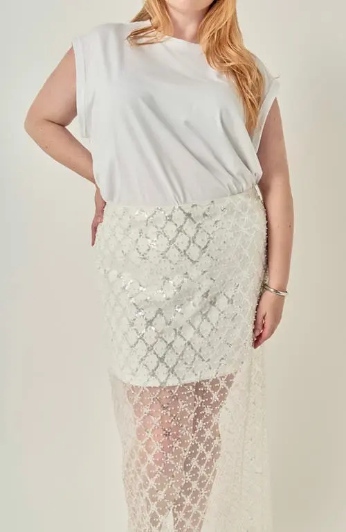 Endless Rose Embellished Mesh Maxi Skirt