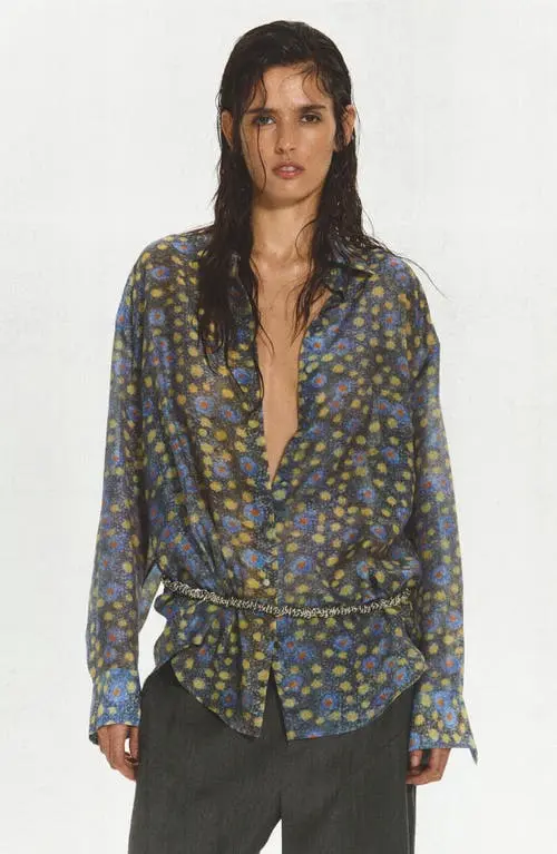 Mango Semi-sheer Printed Shirt