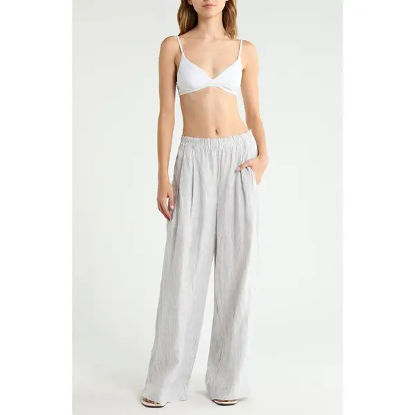 LEFT ON FRIDAY Coastal Linen Wide-leg Cover-up Pants