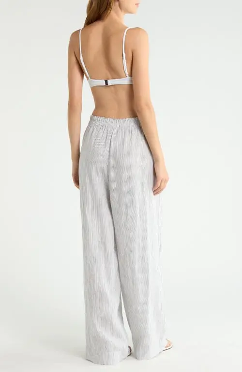 LEFT ON FRIDAY Coastal Linen Wide-leg Cover-up Pants