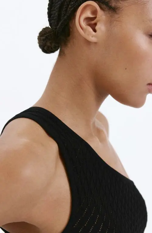 Mango Asymmetrical Open Knit One-shoulder Top