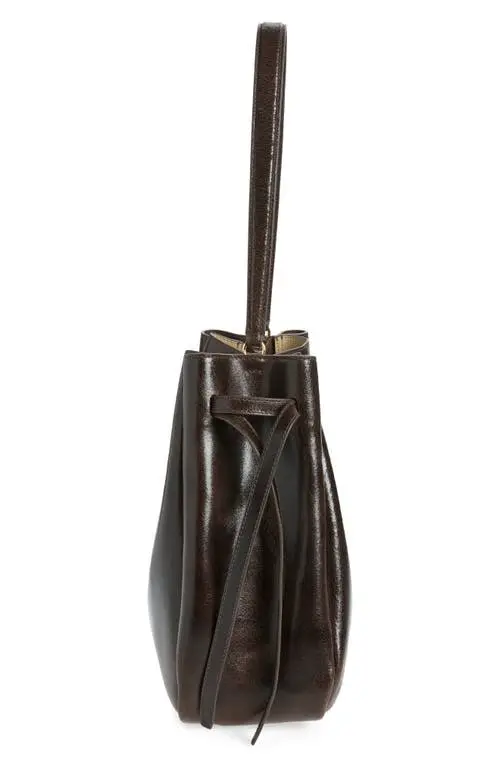 Tory Burch Romy Distressed Leather Bucket Bag - Dark Brown