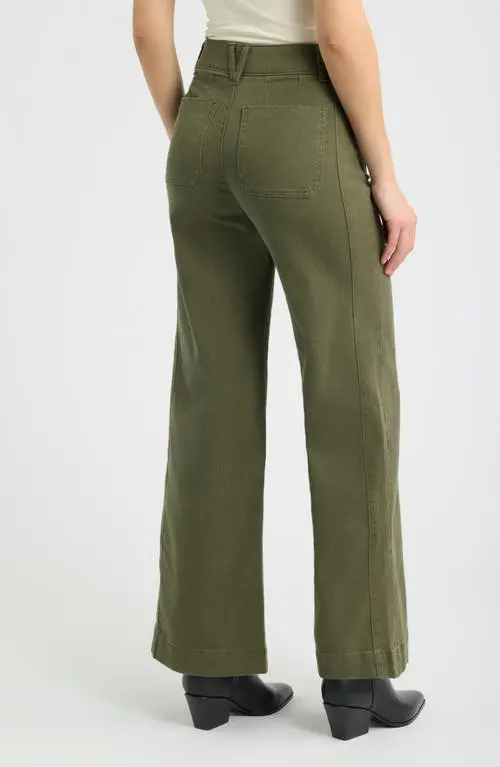 Wit & Wisdom Emma Patch Pocket High Waist Wide Leg Pants - Forest Moss