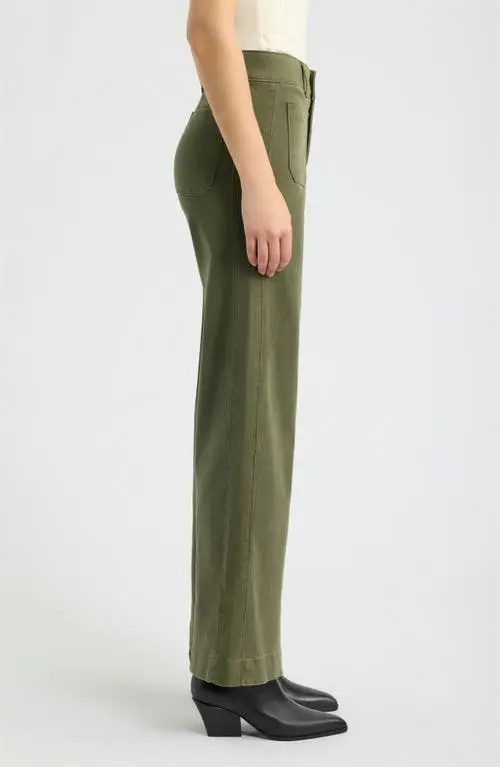 Wit & Wisdom Emma Patch Pocket High Waist Wide Leg Pants - Forest Moss