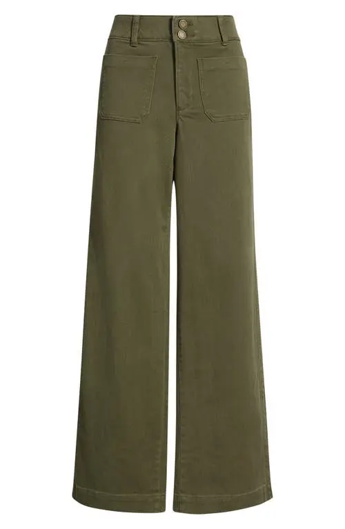 Wit & Wisdom Emma Patch Pocket High Waist Wide Leg Pants - Forest Moss