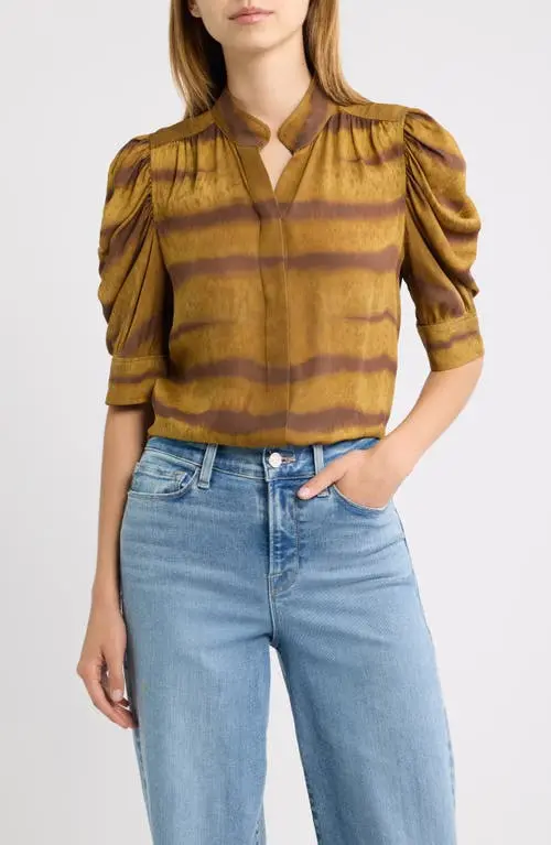 FRAME The Gillian Silk Top - Light Tiger Multi