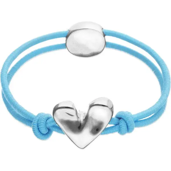 UNODE50 Elastic Thread Bracelet With Sterling Silver Plated Heart - Blue