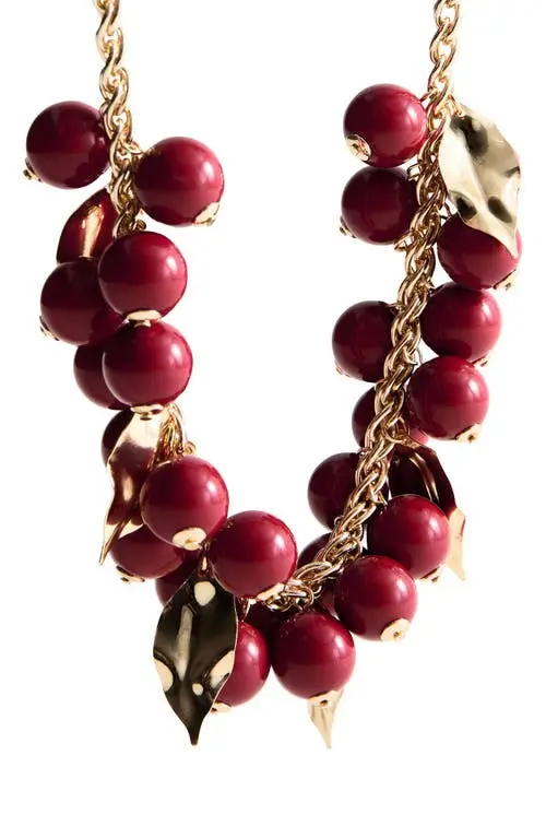 Mango Beaded Leaf Charm Chain Necklace