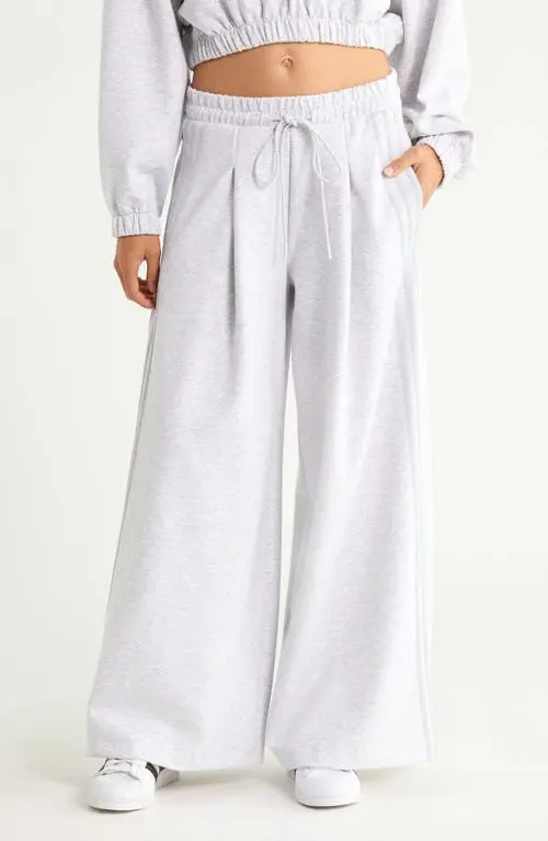 ADIDAS ORIGINALS Wide Leg Drawstring Jersey Pants - Light Grey Heather