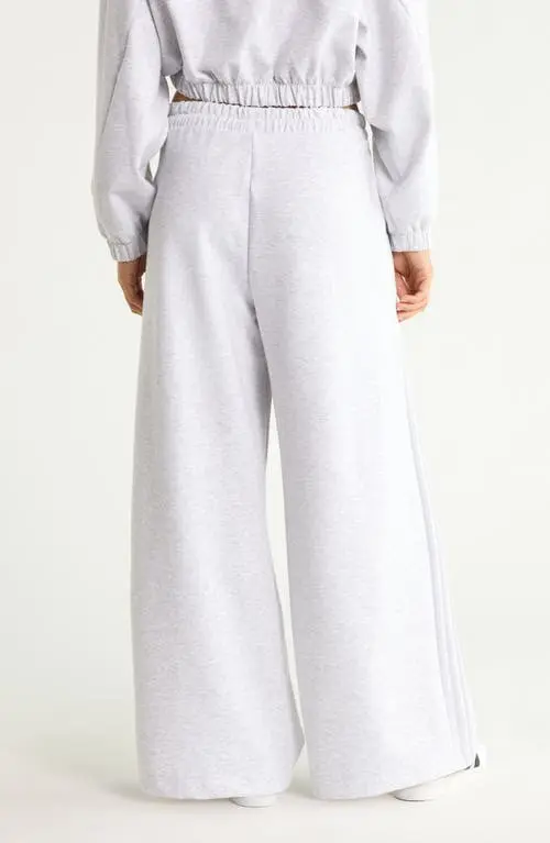 ADIDAS ORIGINALS Wide Leg Drawstring Jersey Pants - Light Grey Heather