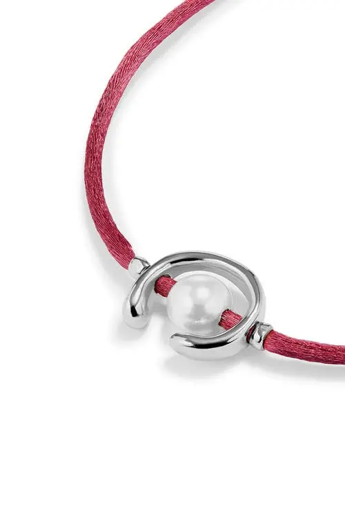 UNODE50 Mauve Thread Bracelet With Pearl Shell Trimmings Plated