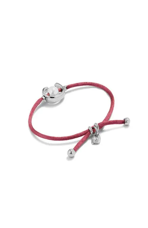 UNODE50 Mauve Thread Bracelet With Pearl Shell Trimmings Plated