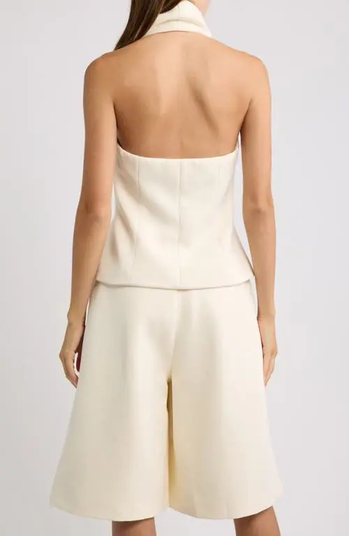 Oddmuse Halter Neck Zip-up Top With Shawl Collar