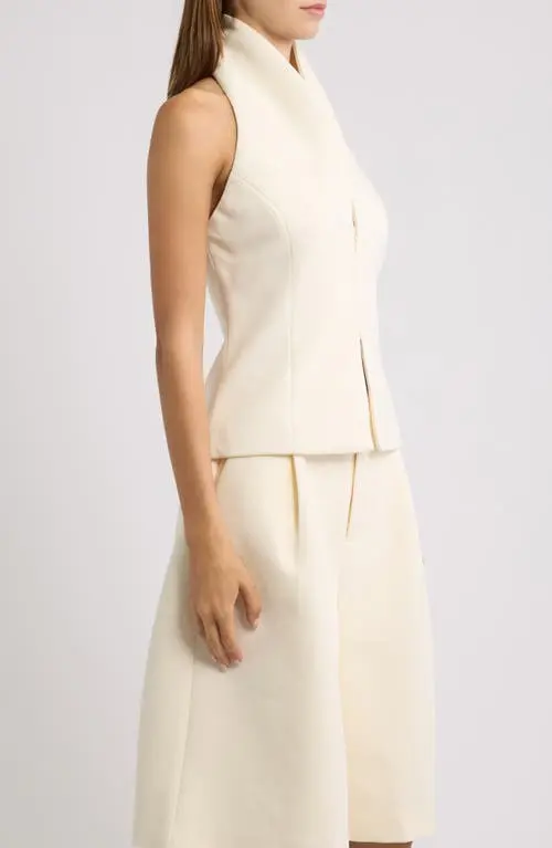 Oddmuse Halter Neck Zip-up Top With Shawl Collar