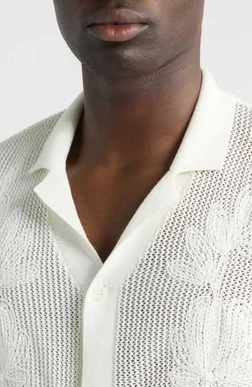 CHE Feriando Long Sleeve Floral Cotton Knit Camp Shirt