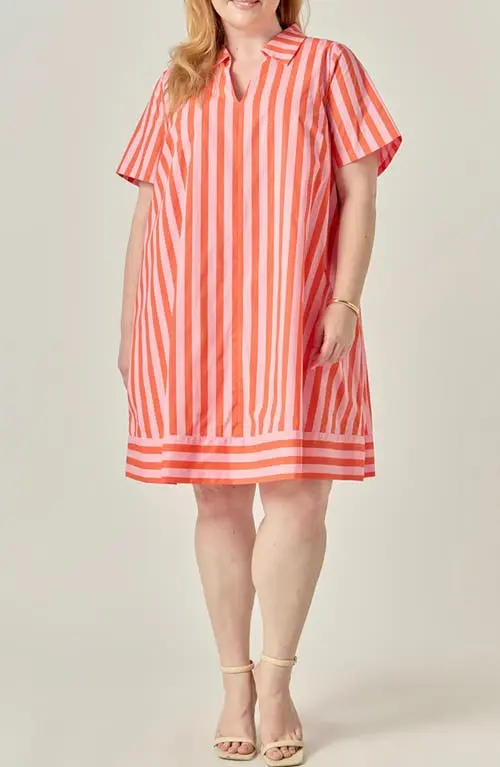 English Factory Striped Jacquard Shirt Dress