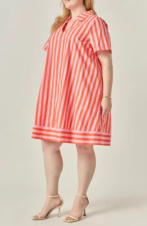 English Factory Striped Jacquard Shirt Dress