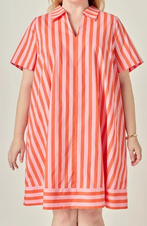 English Factory Striped Jacquard Shirt Dress