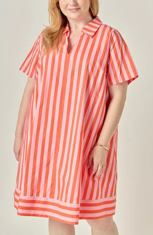 English Factory Striped Jacquard Shirt Dress