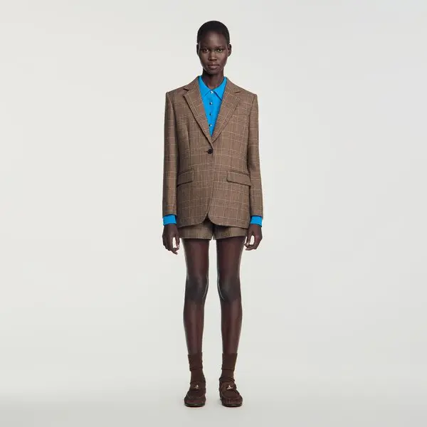 Sandro Check Wool Jacket
