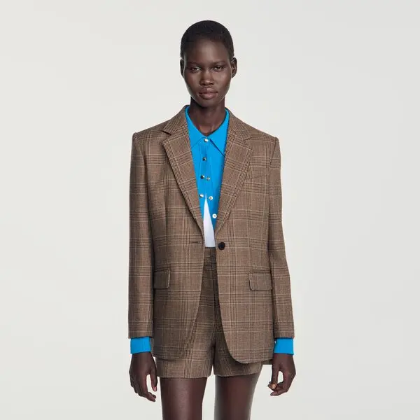 Sandro Check Wool Jacket
