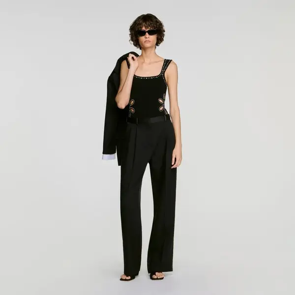 Sandro Studded Knit Bodysuit