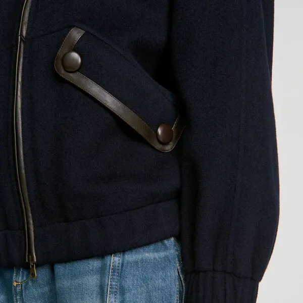 Sandro Hooded Wool And Leather Coat