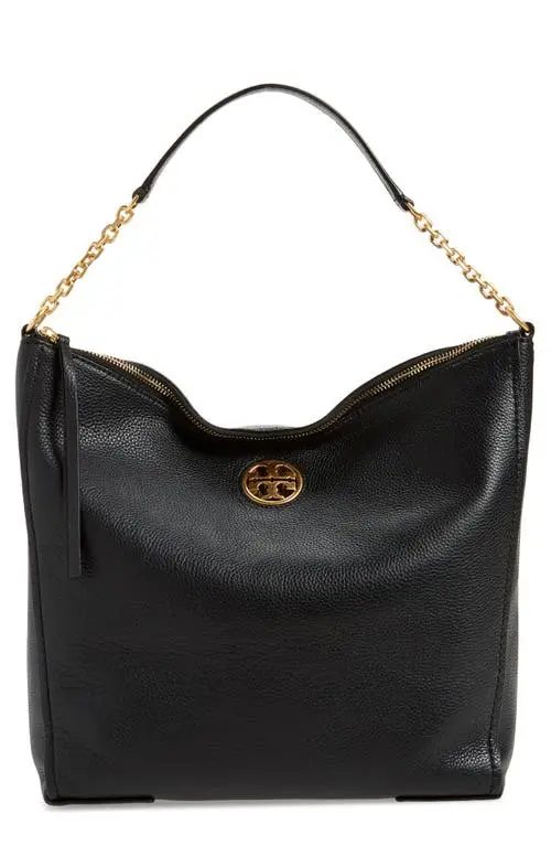 Tory Burch Carson Top Handle Leather Hobo Bag - Black