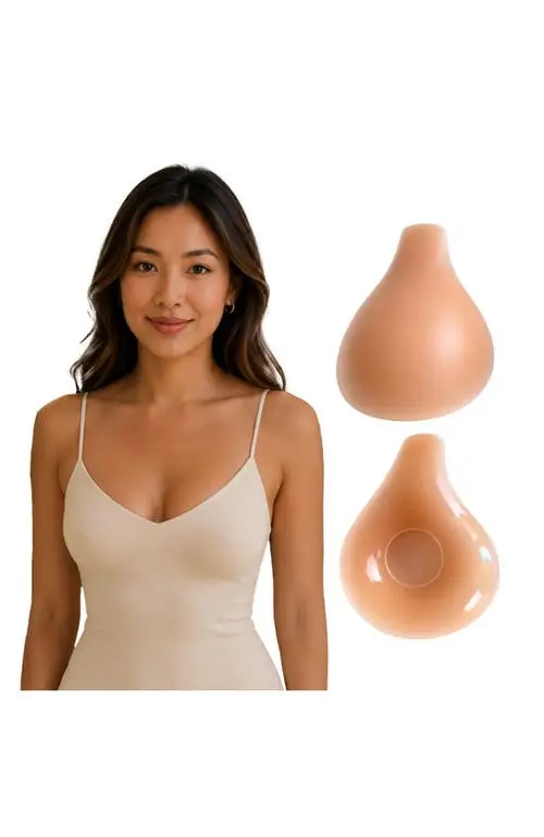 LECHERY® Edgestick Push Up Adhesive-free Center Reusable Silicone Nipple Covers - Chai