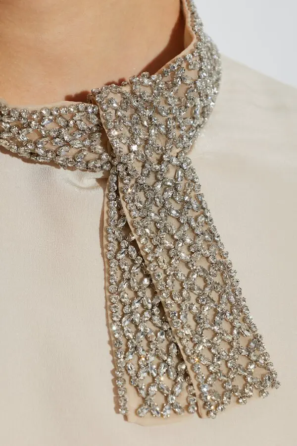 Valentino Garavani Silk Top With Embellished Collar