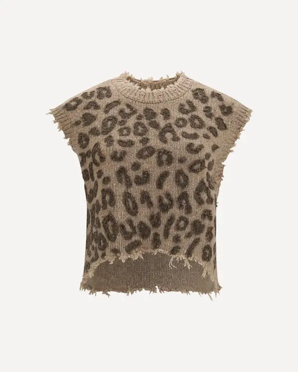 R13 Anial-print Cashere Vest Feale