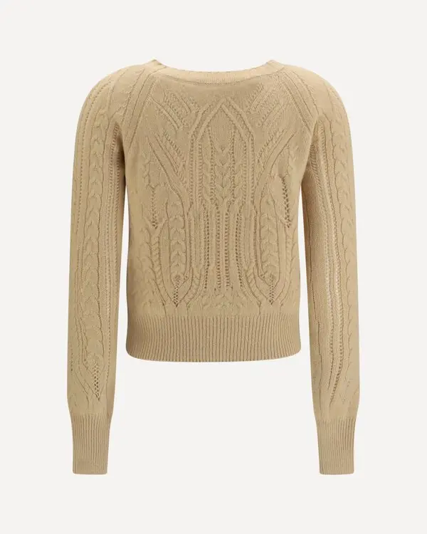 Ermanno Scervino Long Sleeve Cable Knit And Openwork Cashmere Sweater