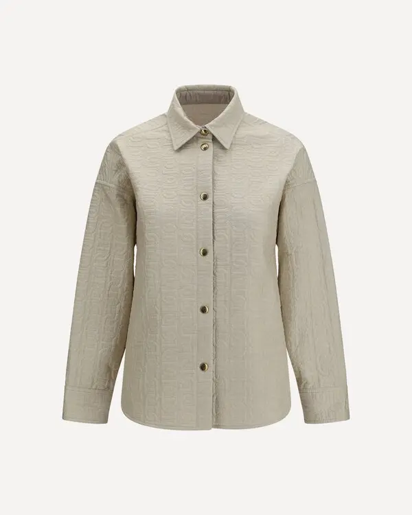 Moncler Quilted Chain Motif Padded Shirt Jacket