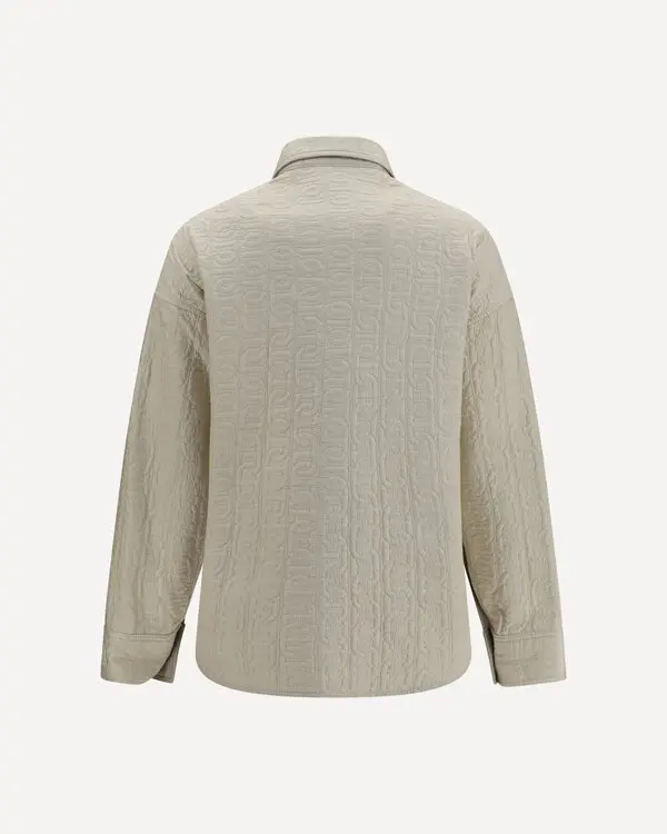 Moncler Quilted Chain Motif Padded Shirt Jacket - Cream