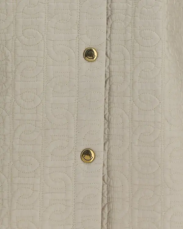 Moncler Quilted Chain Motif Padded Shirt Jacket - Cream