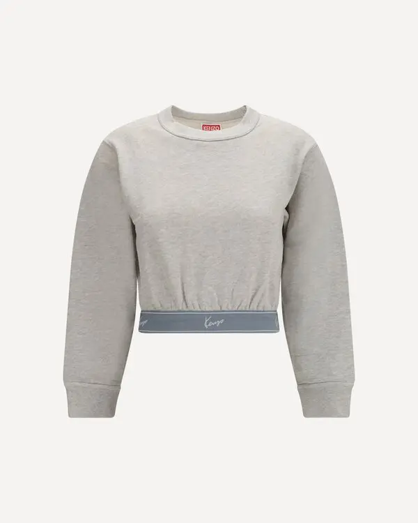 Kenzo Cropped Sweatshirt With Embroidered Logo - Grey