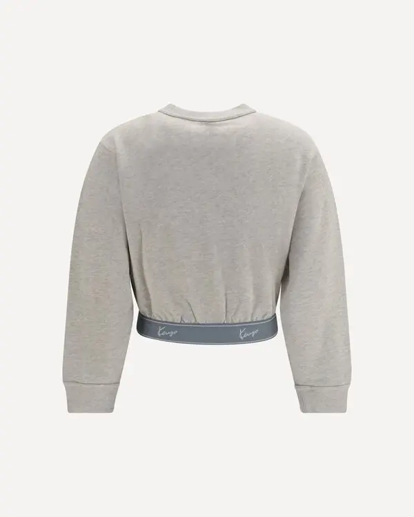 Kenzo Cropped Sweatshirt With Embroidered Logo - Grey