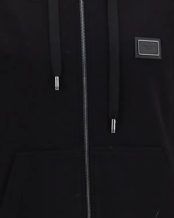 Dolce & Gabbana Cotton Hooded Sweatshirt With Dg Plaque