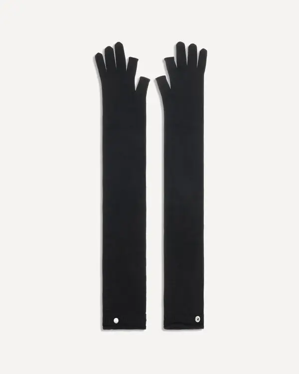 Rick Owens Long Fingerless Wool Gloves - Black
