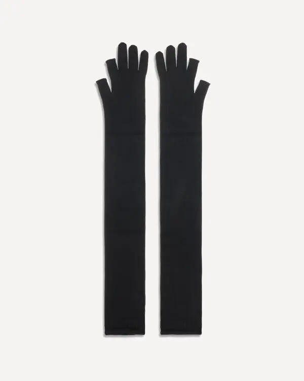 Rick Owens Long Fingerless Wool Gloves - Black