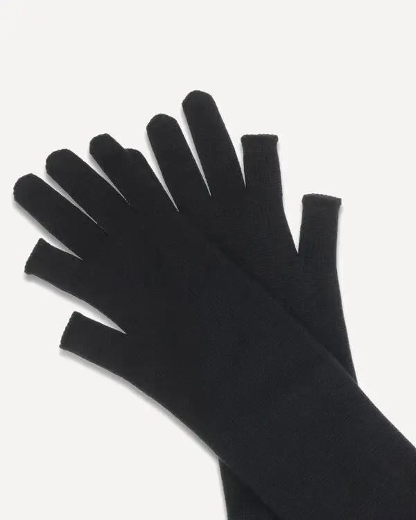 Rick Owens Long Fingerless Wool Gloves - Black