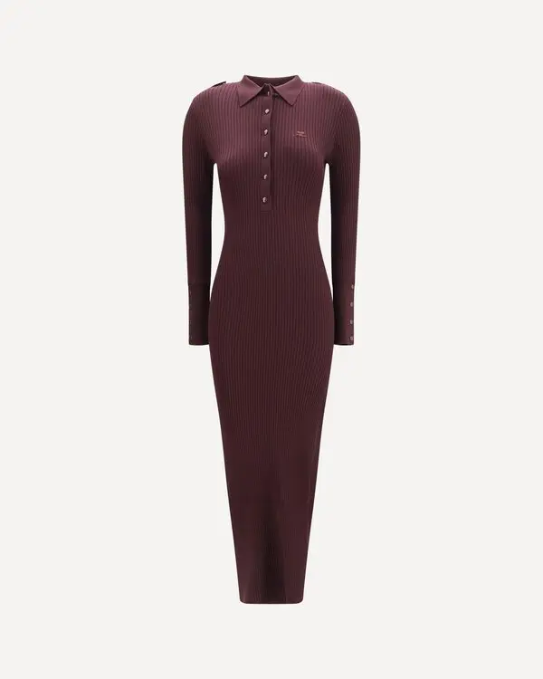 COURREGES Rib Knit Polo Long Dress