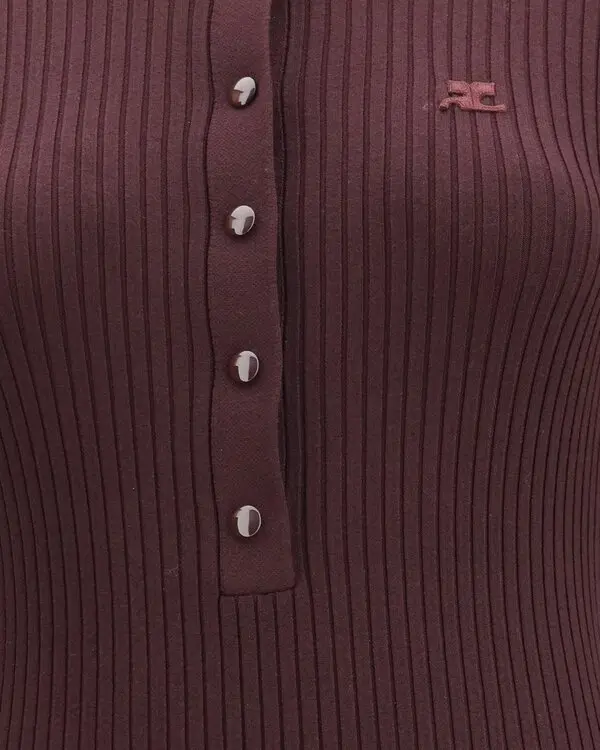 COURREGES Rib Knit Polo Long Dress