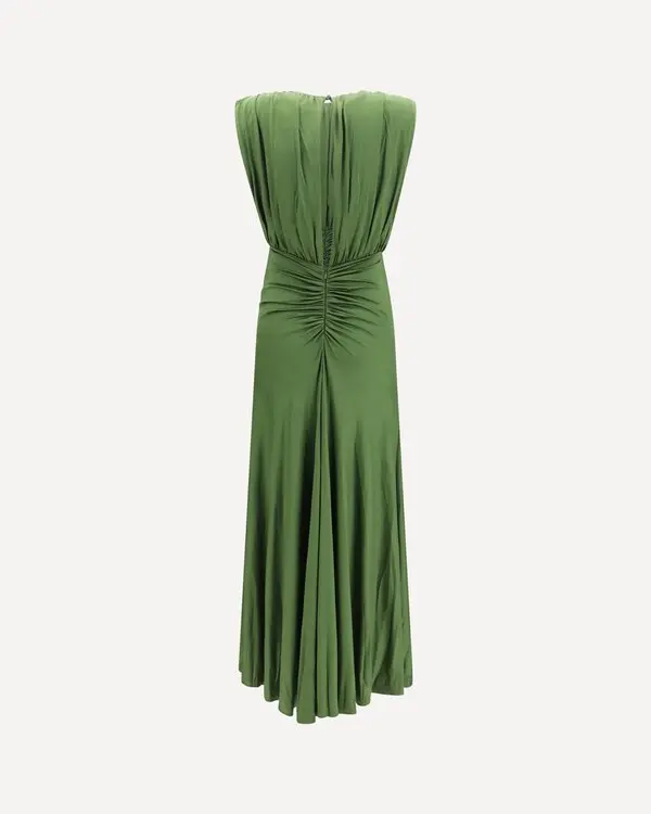 SELF-PORTRAIT Jersey Gathered Maxi Dress - Green