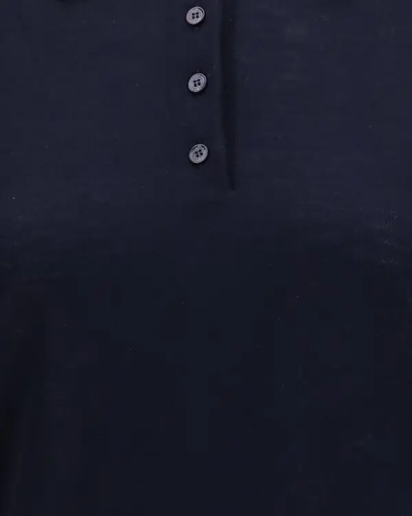 GOLDEN GOOSE Long Sleeve Merino Wool Polo - Blue
