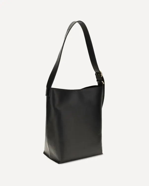 JIL SANDER Cannolo Leather Shoulder Bag - Black