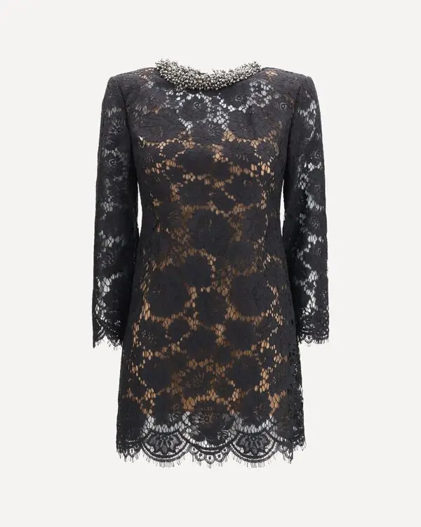 SELF-PORTRAIT Lace Long Sleeve Mini Dress