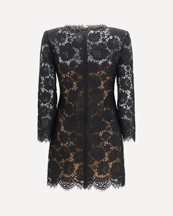 SELF-PORTRAIT Lace Long Sleeve Mini Dress