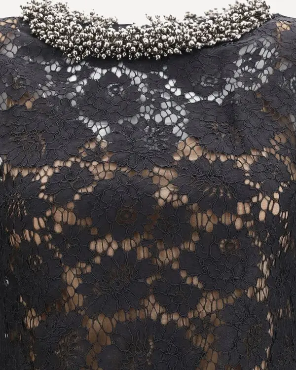 SELF-PORTRAIT Lace Long Sleeve Mini Dress