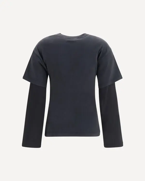 COURREGES Logo Print Double Sleeves T-shirt Feale